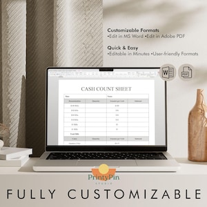 Cash Count Sheet Template | Daily Cash Tracking Log | Printable Cash ...