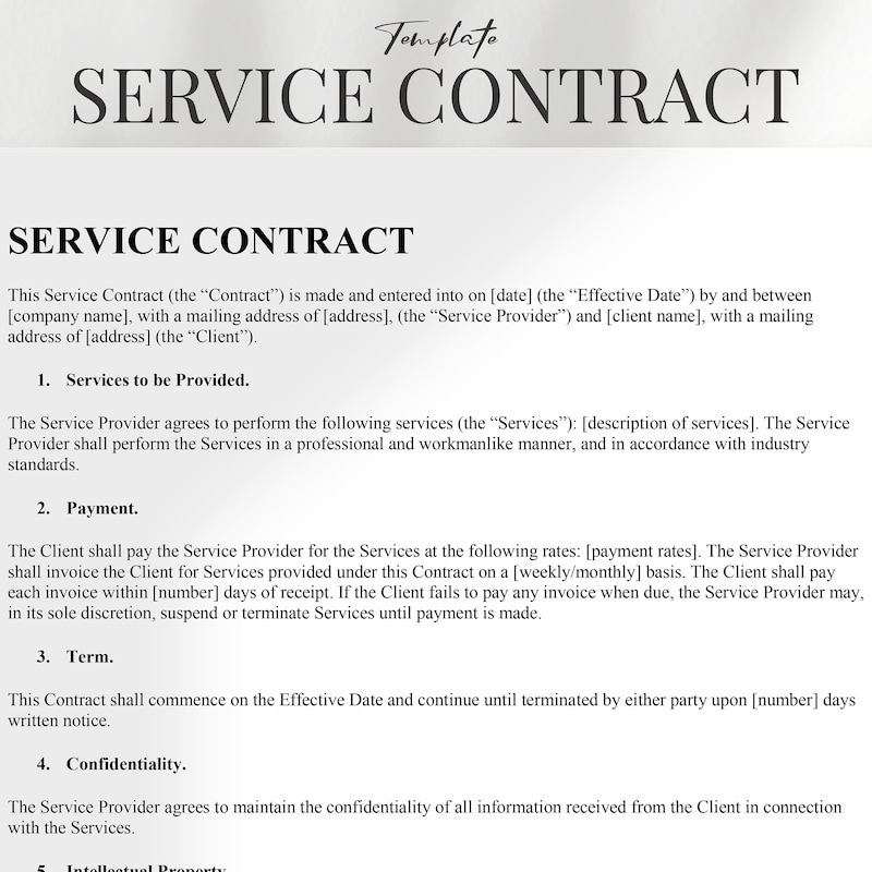 One Page Service Contract - Etsy