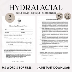 Hydrafacial Consent Form Template for Estheticians - Editable Client Agreement, Spa Forms ...