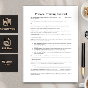 Personal Training Contract Template Word | Customizable Fitness ...