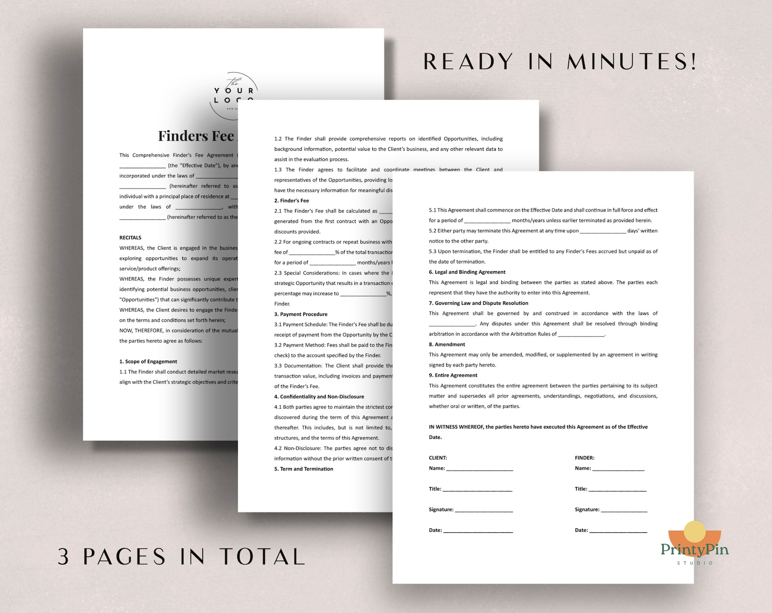 Finders Fee Agreement Template - Customizable Business Introduction ...