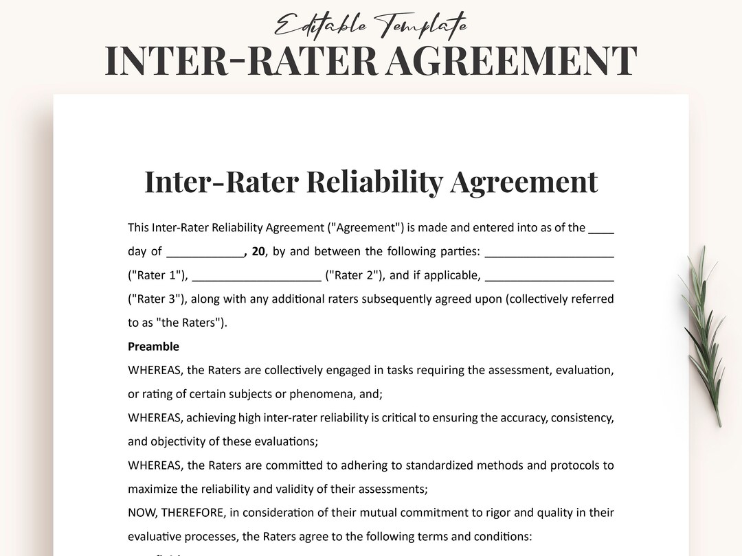 Inter-rater Reliability Agreement Template - Customizable Evaluation ...