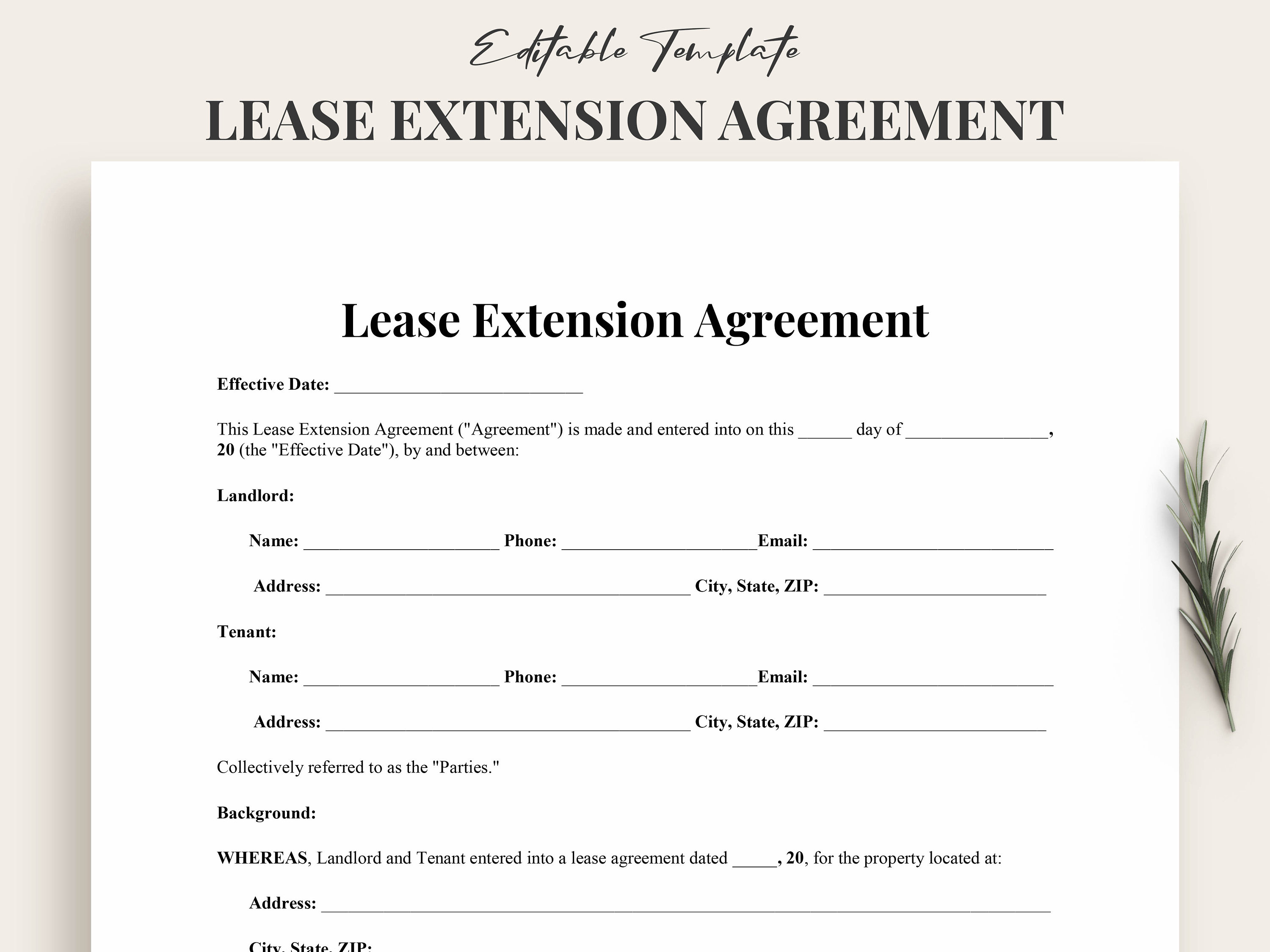 Lease Extension Agreement Template Residential Lease Extension Real