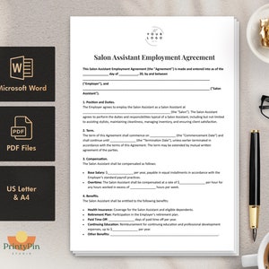 Salon Assistant Employment Contract Template | Salon Job Agreement ...