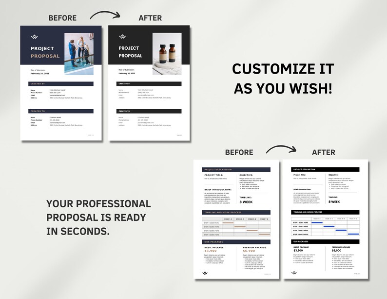 Project Proposal Template Canva MS Word Template Client - Etsy