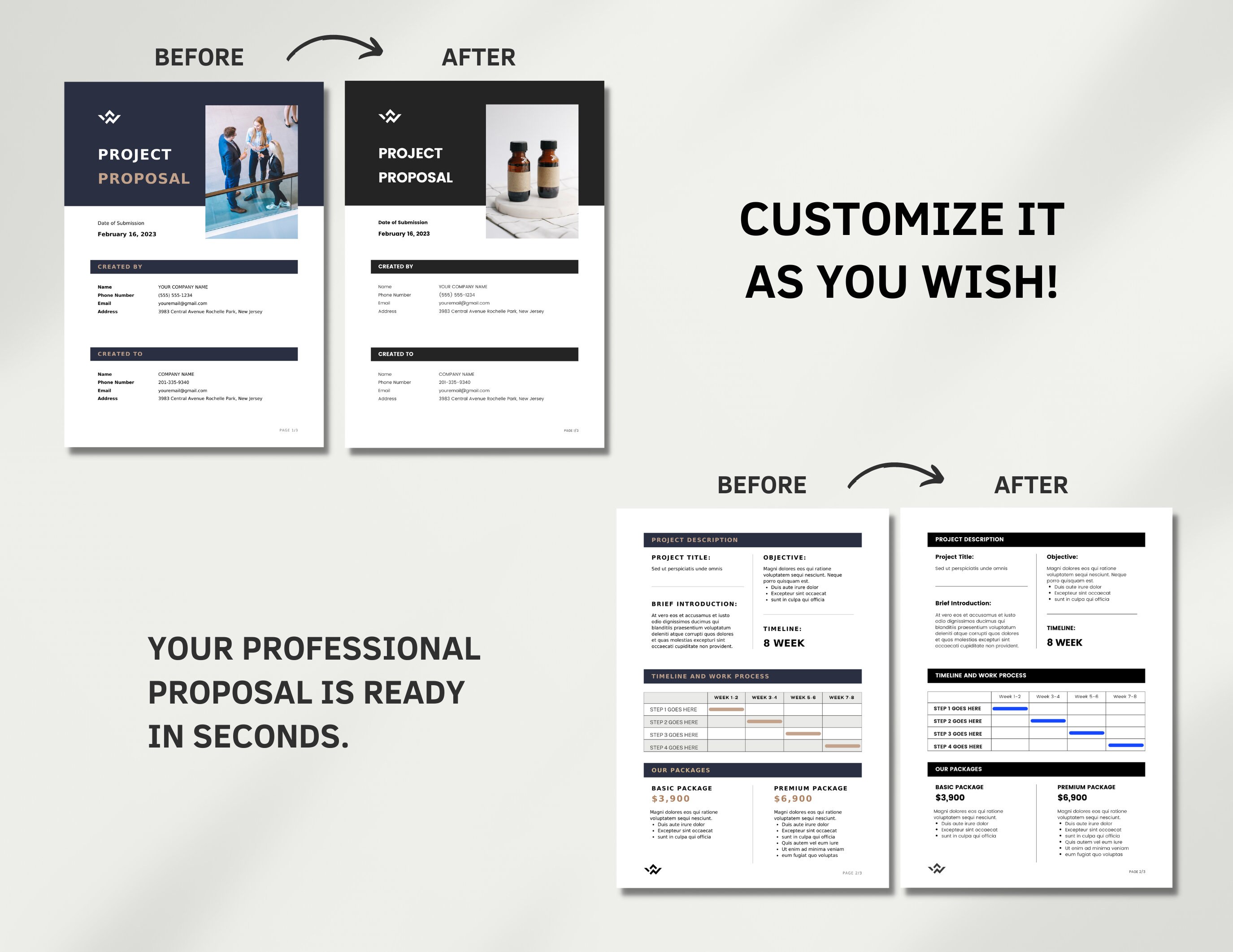Project Proposal Template Canva MS Word Template Client - Etsy