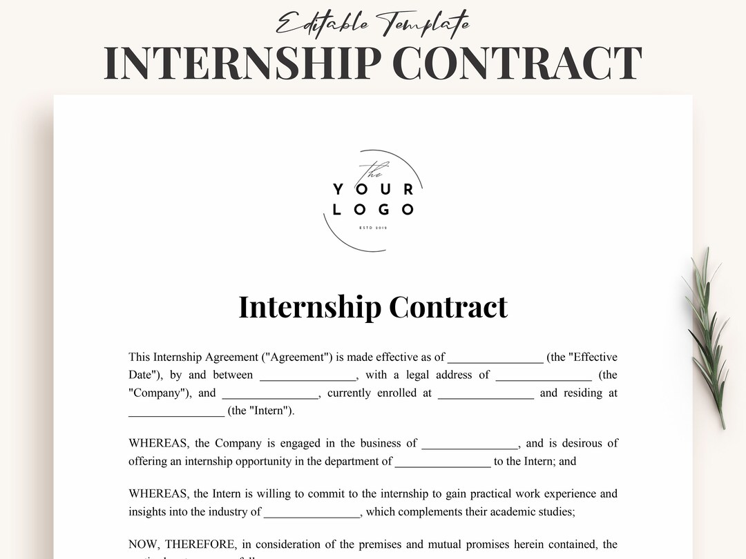 Internship Agreement Template - Customizable & Detailed Internship Plan ...
