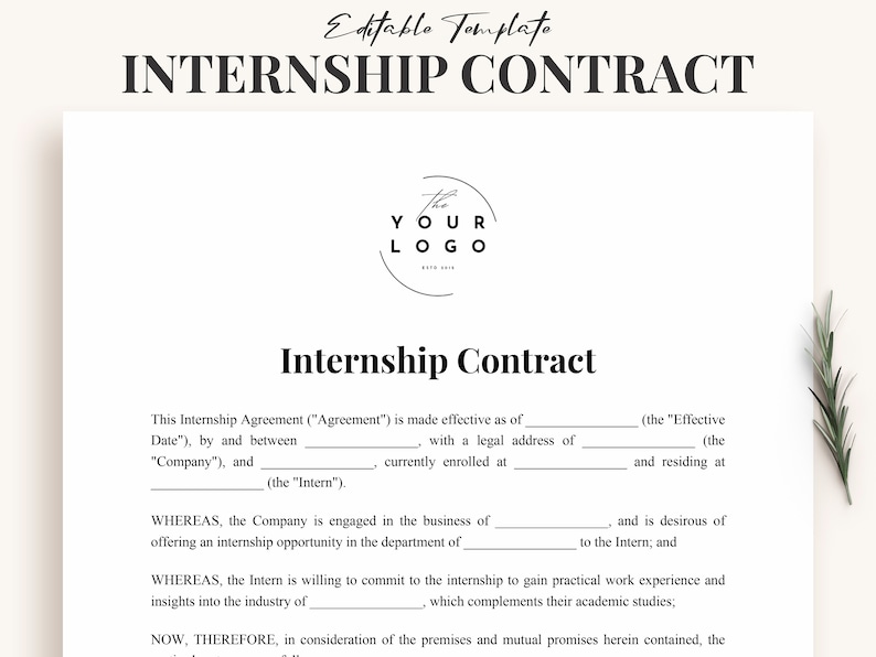 Internship Agreement Template - Customizable & Detailed Internship Plan ...