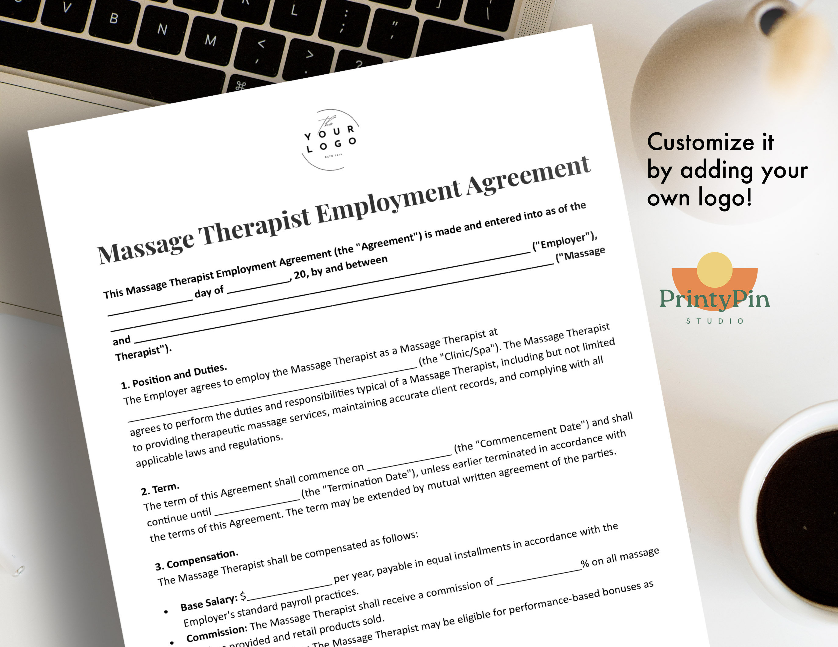 Massage Therapist Employment Agreement Template Editable Contract ...