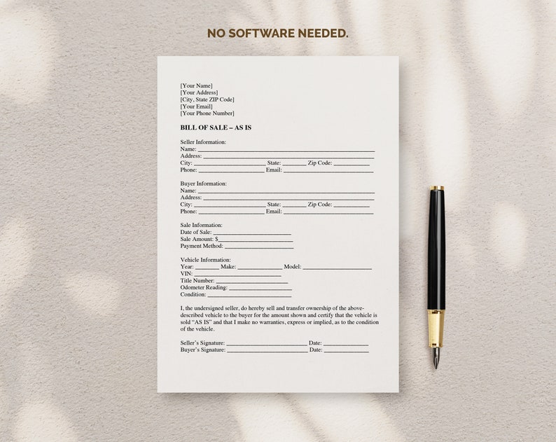 As is Bill of Sale, Bill of Sale, Bill of Sale Template, Bill of Sale ...