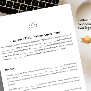 Editable Contract Termination Agreement Template Word & PDF - Comprehensive Document, Instant ...