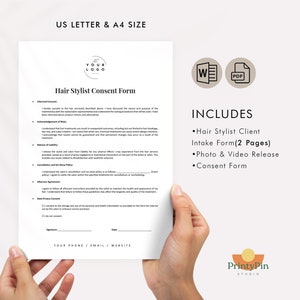 Hair Stylist Client Intake Form, Photo Release & Consent Template ...