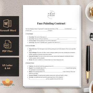 Face Painting Contract Agreement ,face Painters Client Event Kit, Face ...