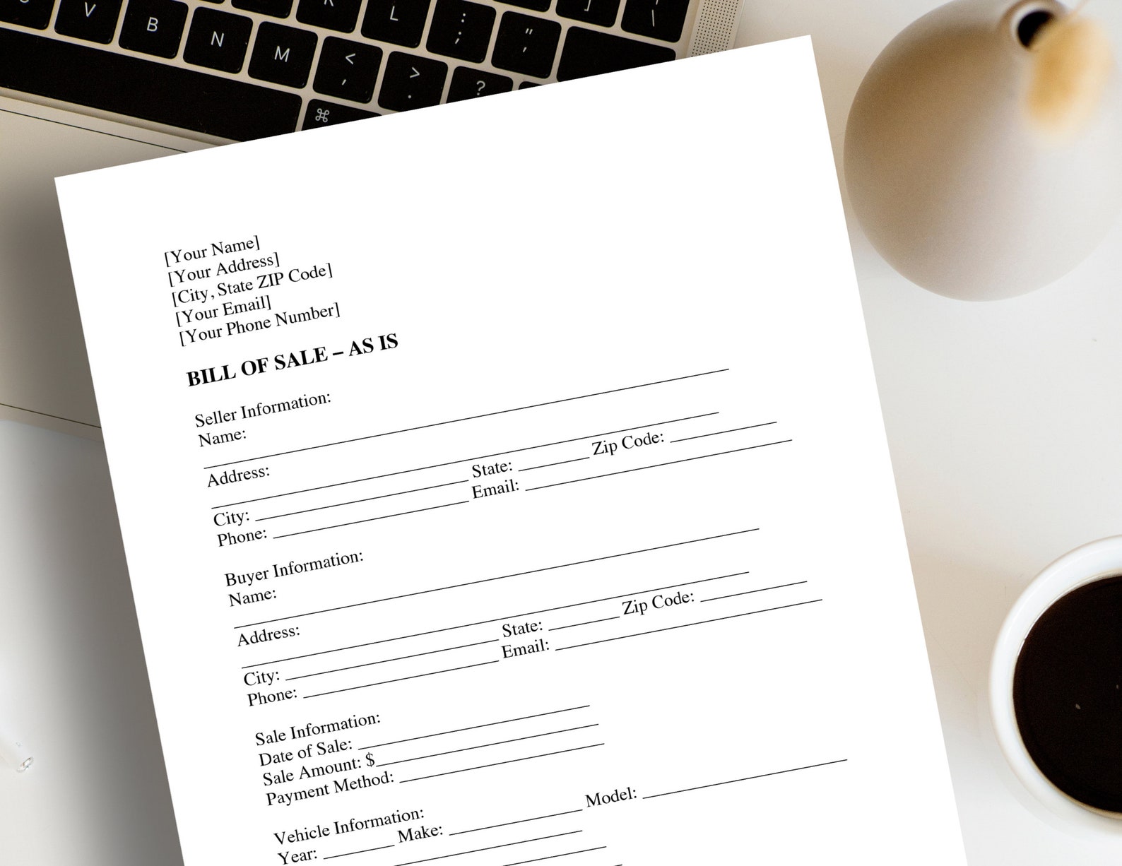 As is Bill of Sale, Bill of Sale, Bill of Sale Template, Bill of Sale ...