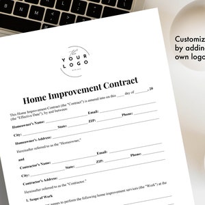 Home Improvement Contract Template Word & PDF - Customizable Home ...