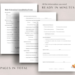 Professional Hair Extension Consultation Form Template - Hair Extension ...