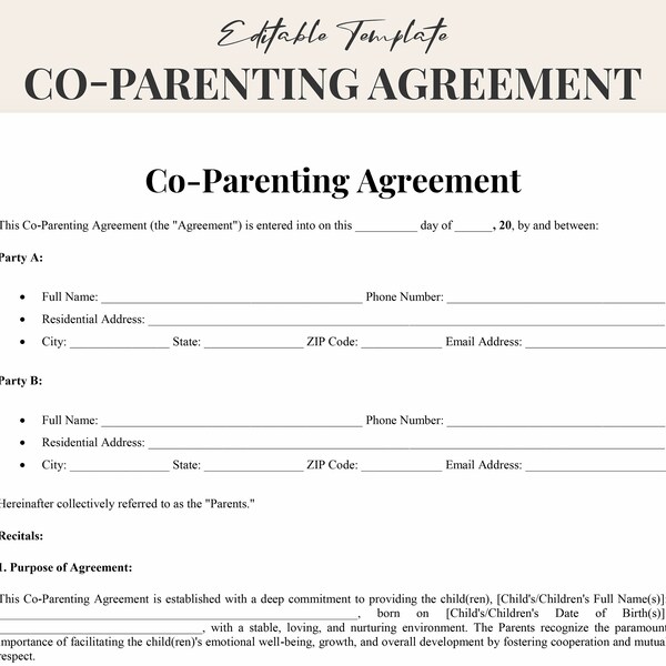 Co Parent Agreement Template - Etsy