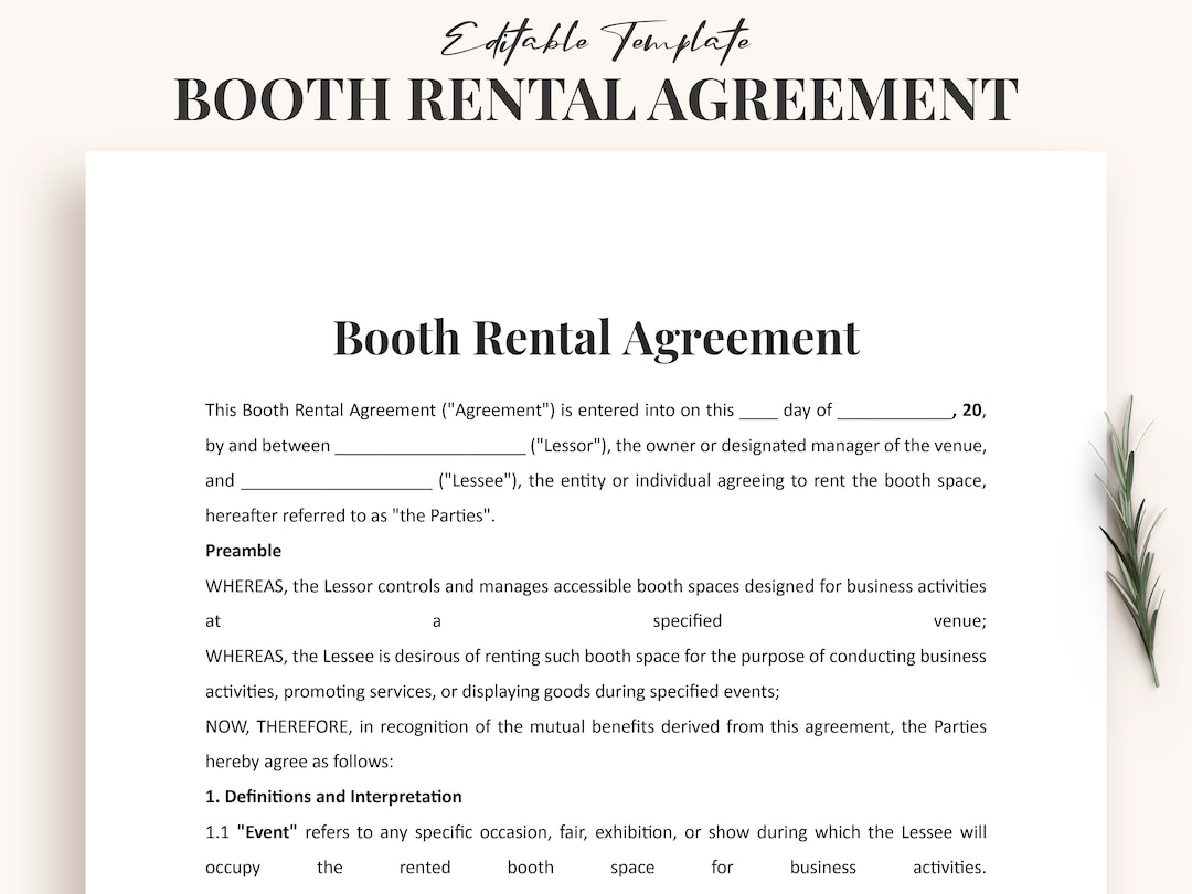 Booth Rental Agreement Template - Customizable Exhibit Space Contract ...