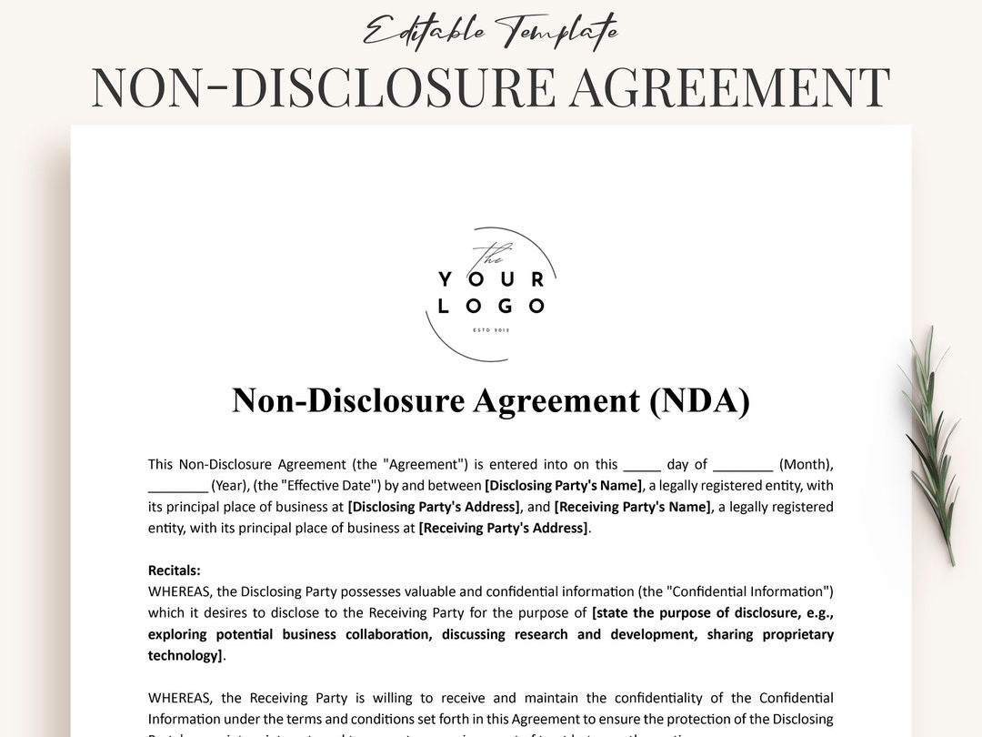 Non Disclosure Agreement Template Word & PDF - Simple Mutual Non ...
