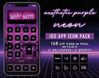 Neon Purple Icons - Etsy
