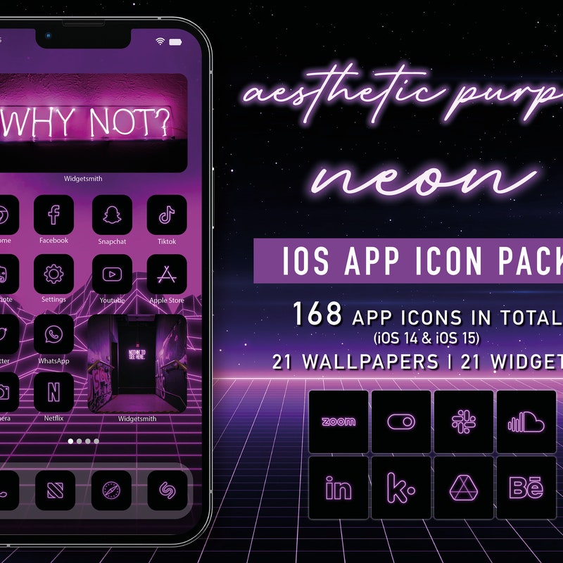 Neon Purple Icons - Etsy