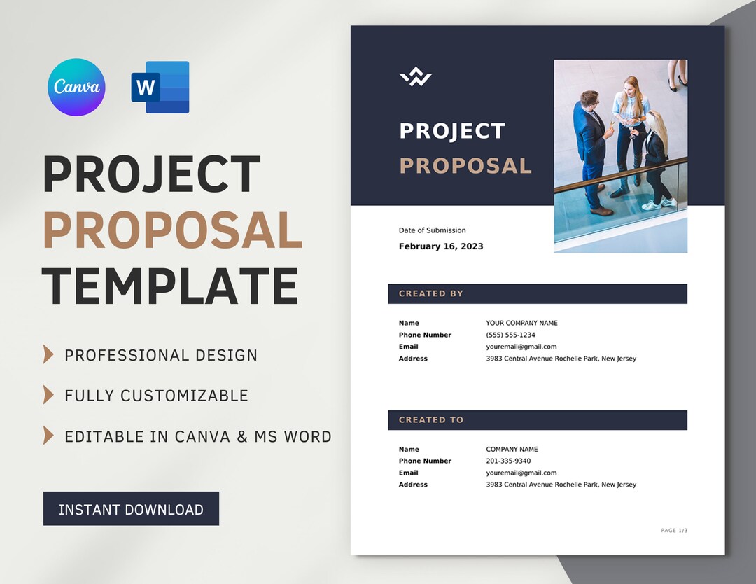 Project Proposal Template Canva | MS Word Template | Client Proposal ...