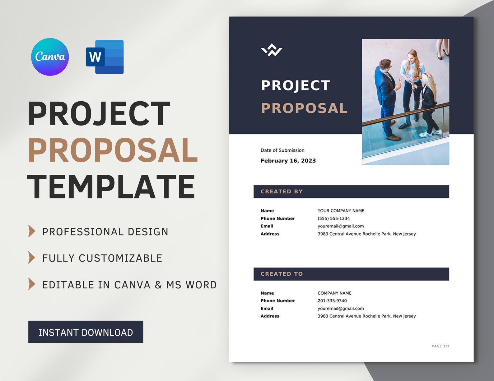 Project Proposal Template Canva MS Word Template Client - Etsy