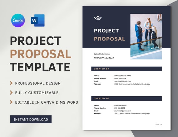 Project Proposal Template Canva MS Word Template Client - Etsy