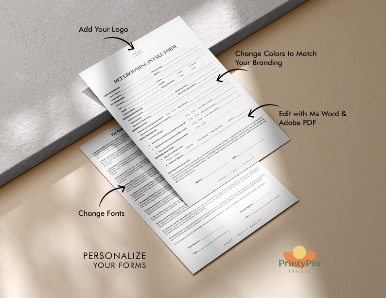 Pet Grooming Client Intake Form Template | Detailed Pet Grooming ...