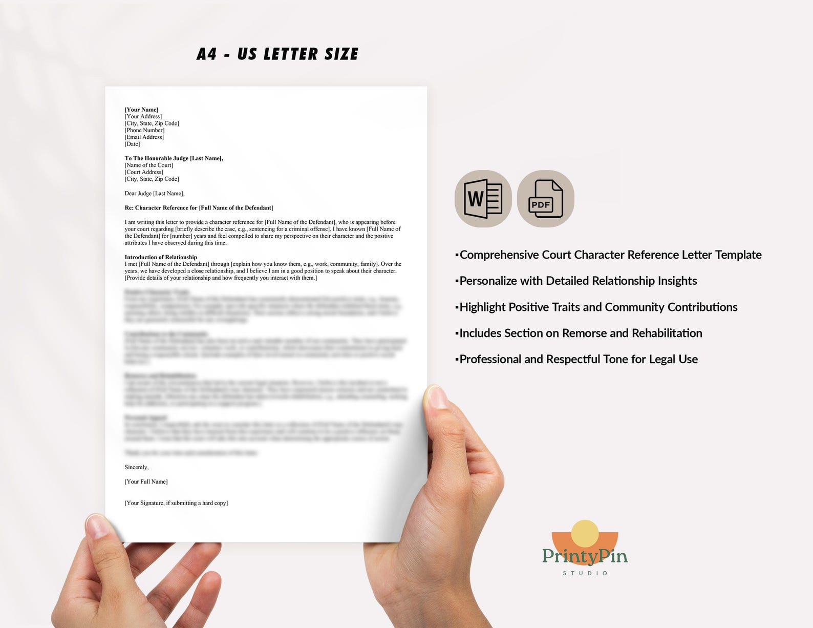 Court Character Reference Letter Template | Editable and Professional ...