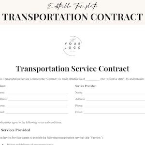 Transportation Service Agreement, Editable Event Transportation ...