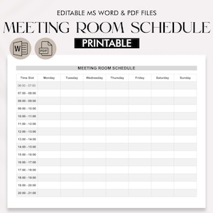 Meeting Room Schedule Template | Weekly Room Booking Planner | Editable ...