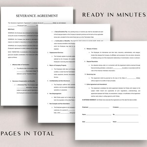 Severance Agreement Template - Fully Customizable Word & PDF Files ...