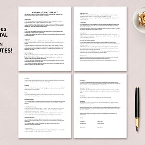 Professional Ambassador Contract Template | Legal Agreement for Brand ...