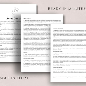 Professional Actor Contract Template | Film Production Agreement ...