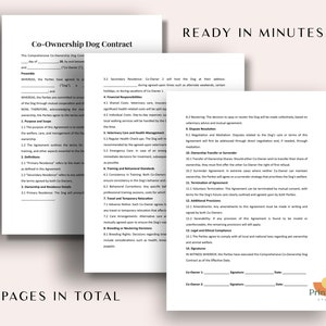 Dog Co-ownership Agreement Template - Customizable Pet Sharing Contract ...