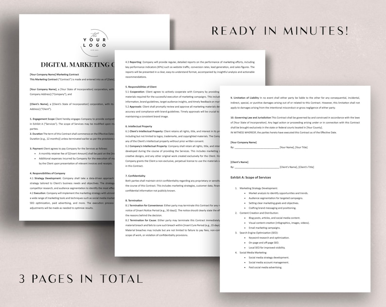 Digital Marketing Contract Template | Boost Your Business With Professional Marketing Services ...