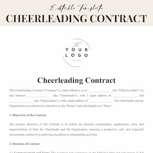 Editable Cheerleading Contract Template, Cheerleading Team Agreement ...