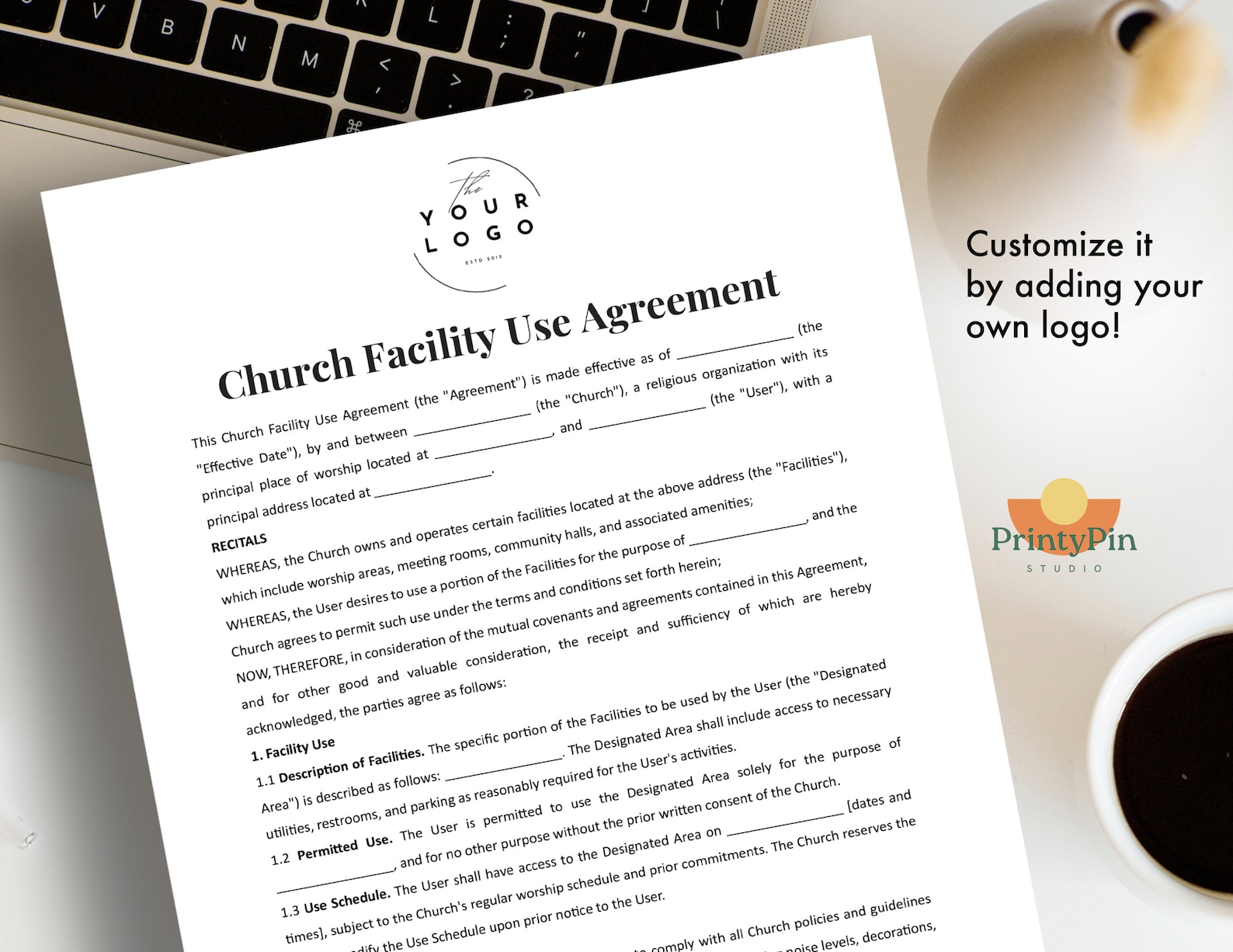 Church Facility Use Agreement Template - Editable Church Rental ...