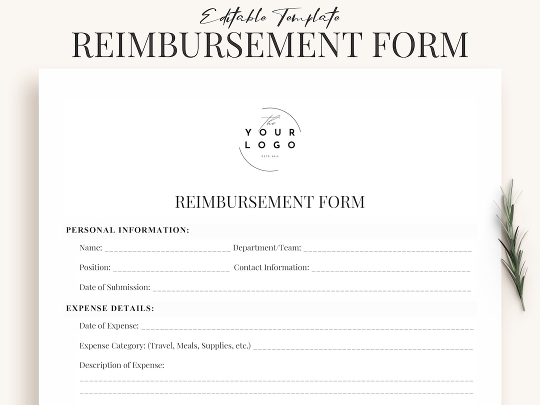 Reimbursement Form Template Word: Printable Expense Report for Business ...