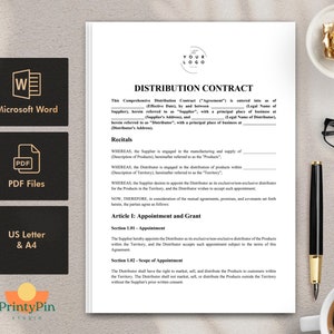 Editable Distribution Contract Template Word & PDF - Distribution ...