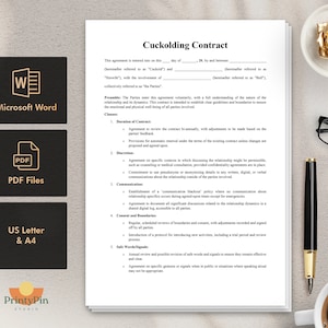 Cuckolding Contract Template PDF - Cuckold Agreement With Detailed Clauses and Customizable ...