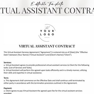Comprehensive Virtual Assistant Contract Template - Professional ...