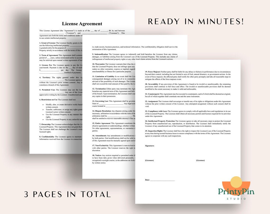 License Contract Template - Professional License Agreement Form ...