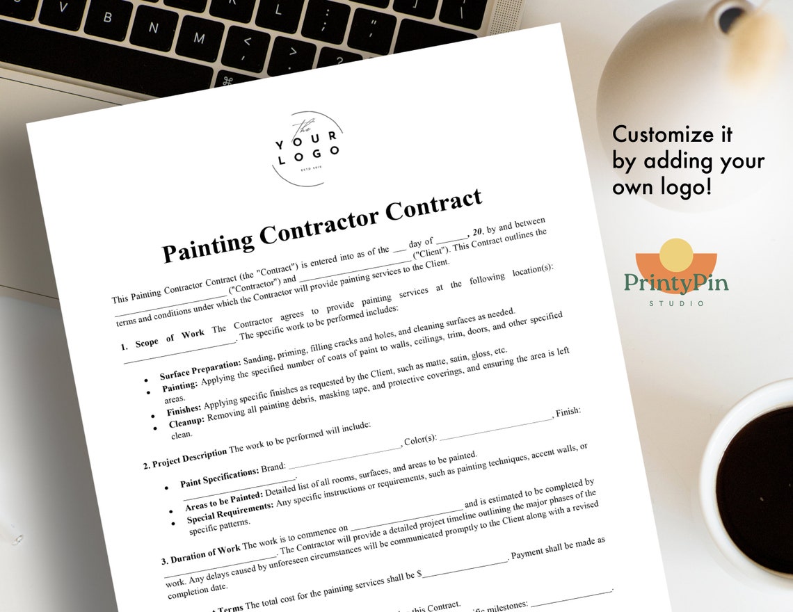 Painting Contractor Contract Template - Professional Painting Agreement ...