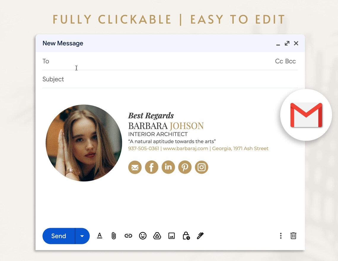 Gmail Email Signature Template Modern Gmail Signature - Etsy