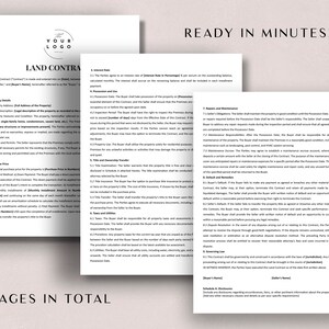 Editable Land Contract Template Customizable for Smooth Property ...