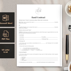 Professional Band Contract Template - Customizable Musicians Agreement ...