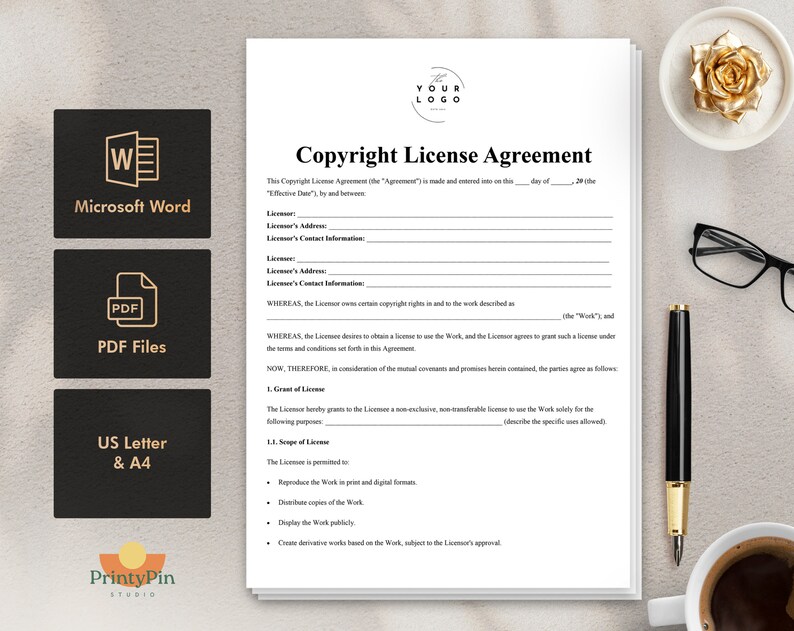 Copyright License Agreement Template | Editable Licensing Contract ...