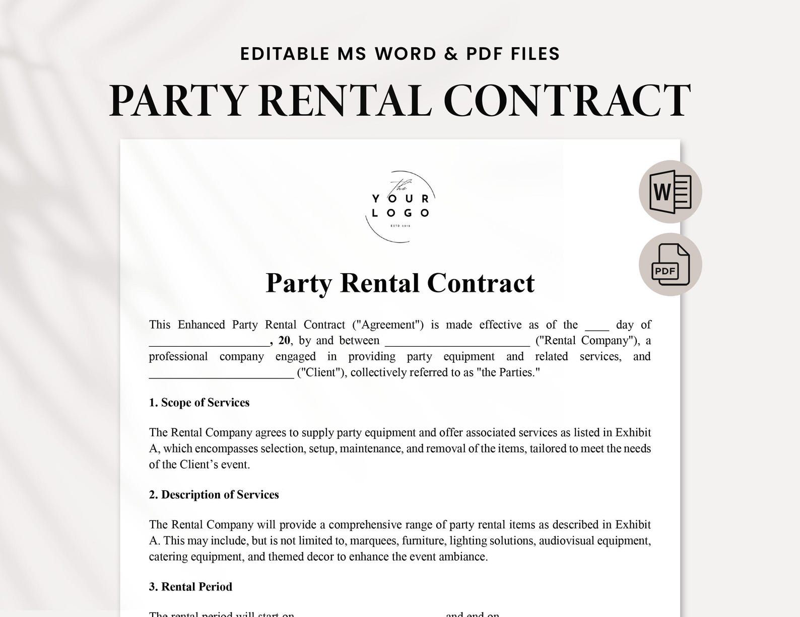 Party Rental Contract, Event Rental Agreement, Chair Rental Agreement ...